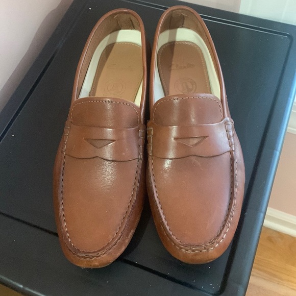 Clarks | Shoes | Clarks Tan Leather Mens Penny Loafers Sz 8 M | Poshmark